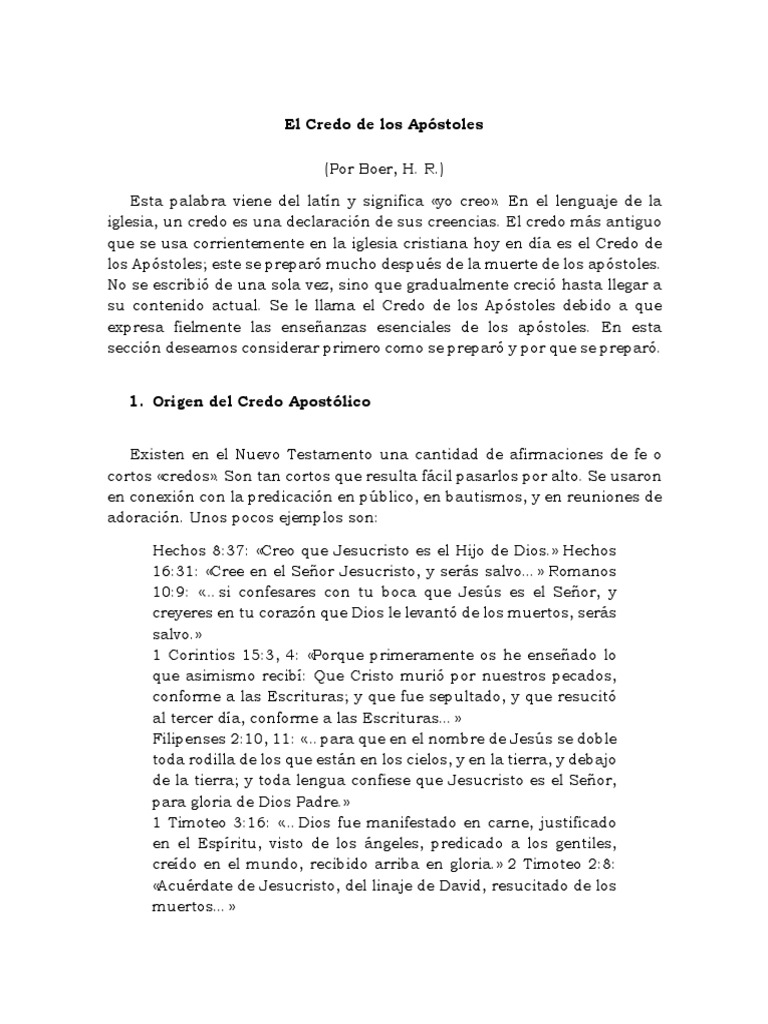 El origen y desarrollo del Credo de los Apóstoles | PDF | espíritu ...