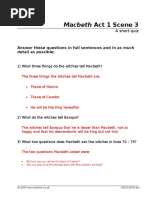 Macbeth Act 2 Quiz and Answers | PDF | Macbeth | Shakespearean Tragedies