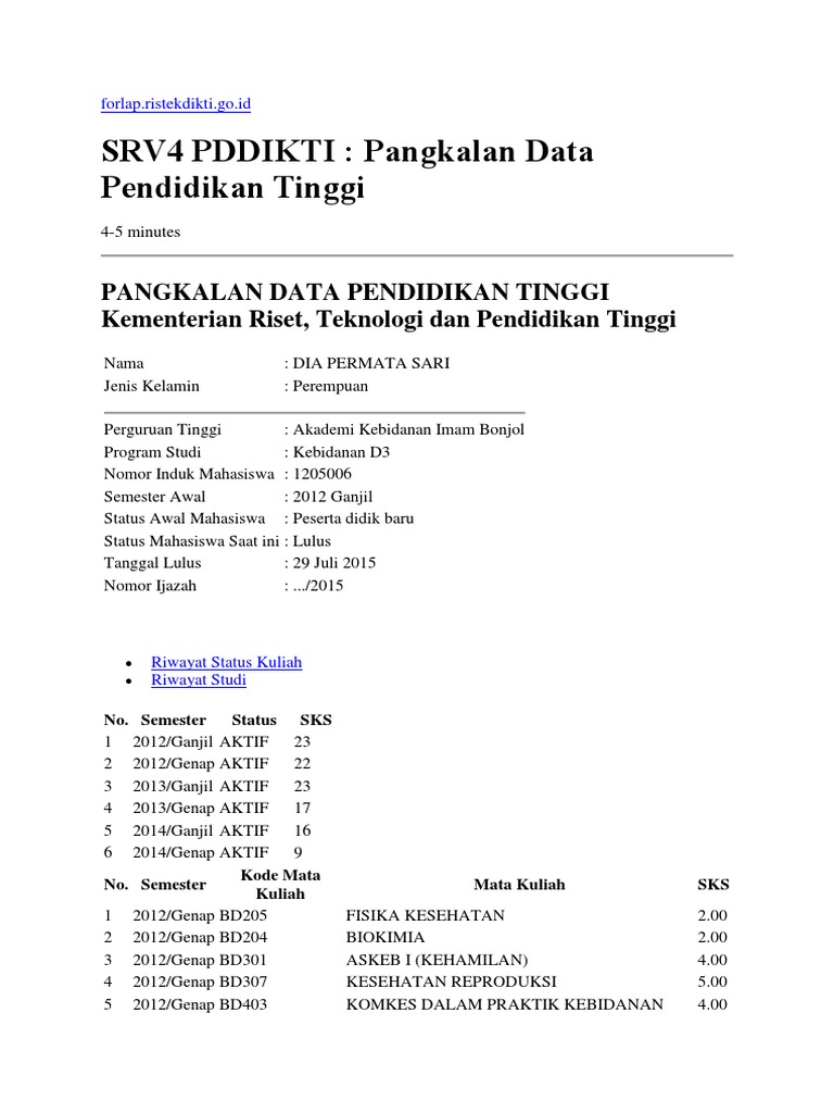 SRV4 PDDIKTI: Pangkalan Data Pendidikan Tinggi | PDF | Pengembangan Diri