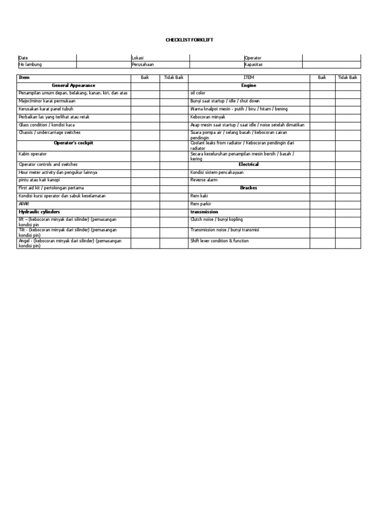 Buldozer Checklist | PDF