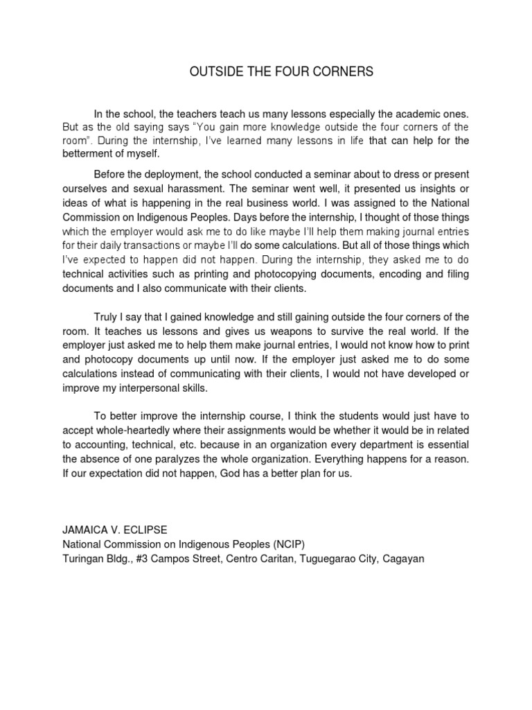 Lessons Learned from Internship Experience | PDF | Career & Growth ...