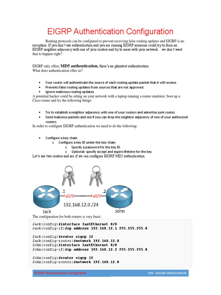 EIGRP Auth Guide for Network Pros | PDF | Routing | Router (Computing)