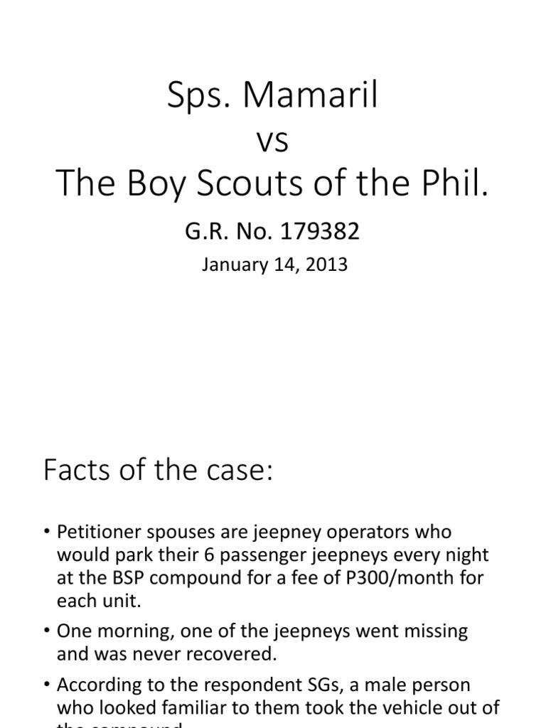Sps. Mamaril Vs The Boy Scouts of The Phil.: G.R. No. 179382 | PDF