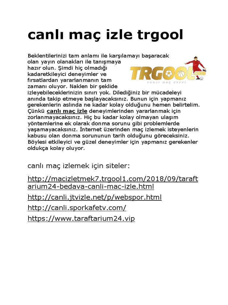 Canlı Maç Izle Trgool | PDF