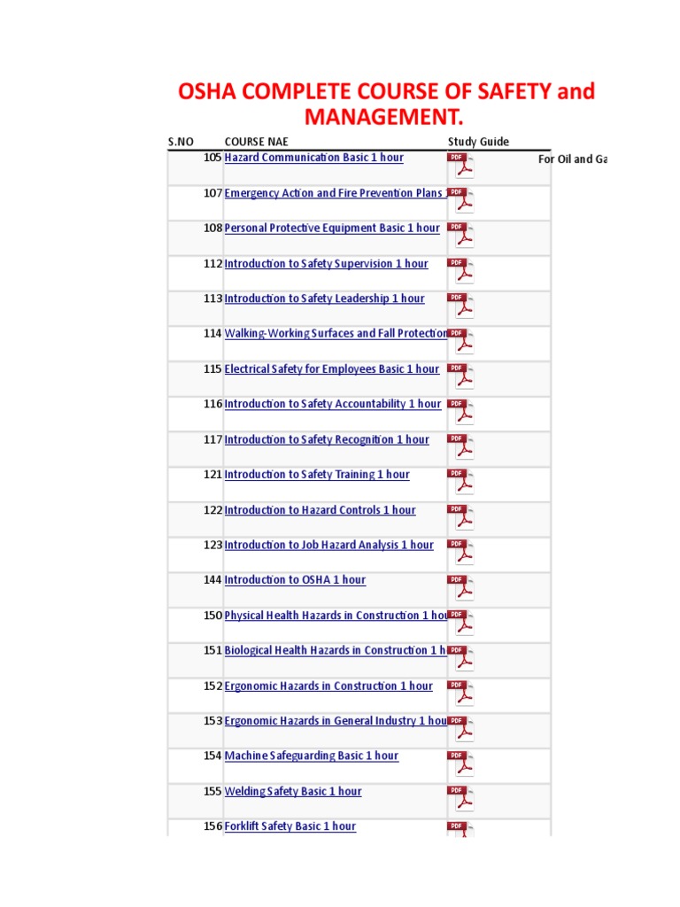 Complete OSHA Safety and Management Course | PDF | Occupational Safety ...