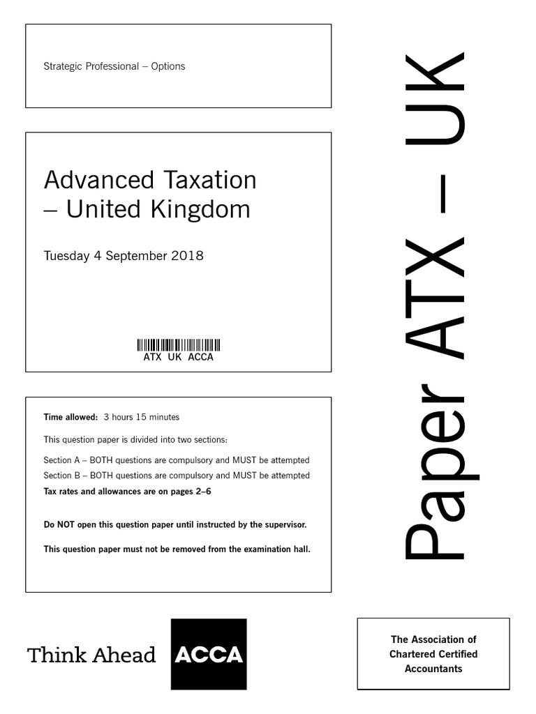 ACCA ATX Paper Sep 2018 | Value Added Tax | Taxes | Free 30-day Trial ...