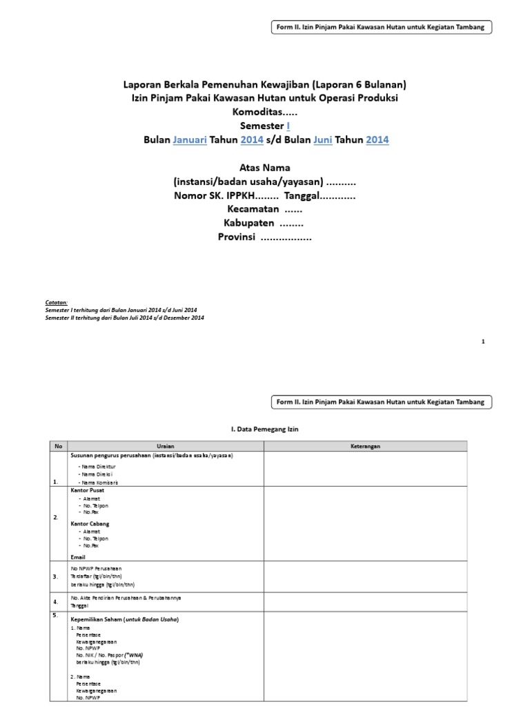 24 Lamp2.6.Form Dan Data Izin Pinjam Pakai Hutan PKH | PDF