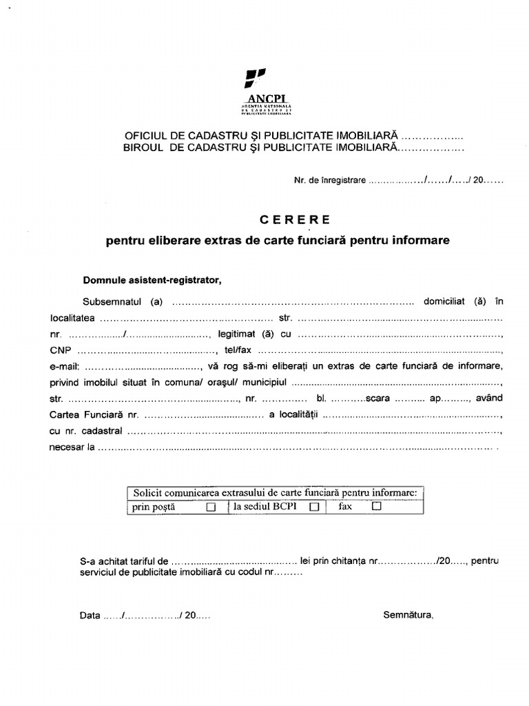 Cerere Extras Carte Funciara | PDF