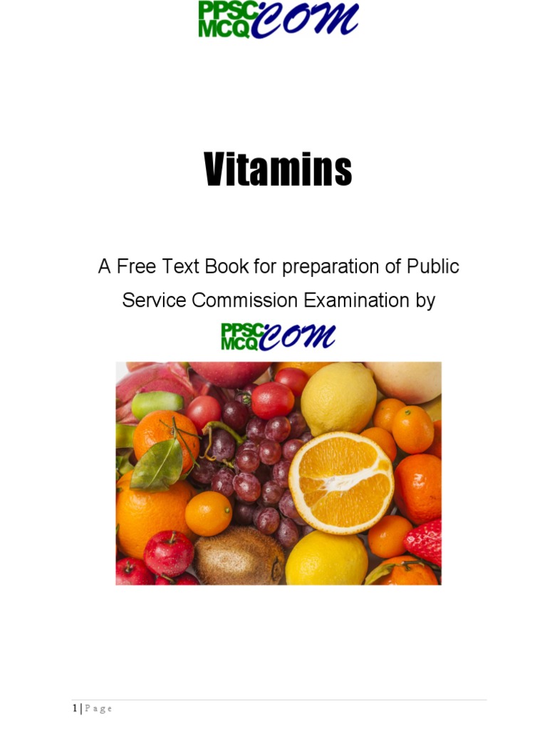Vitamins Book PPSC MCQ | PDF | Vitamin | Vitamin D
