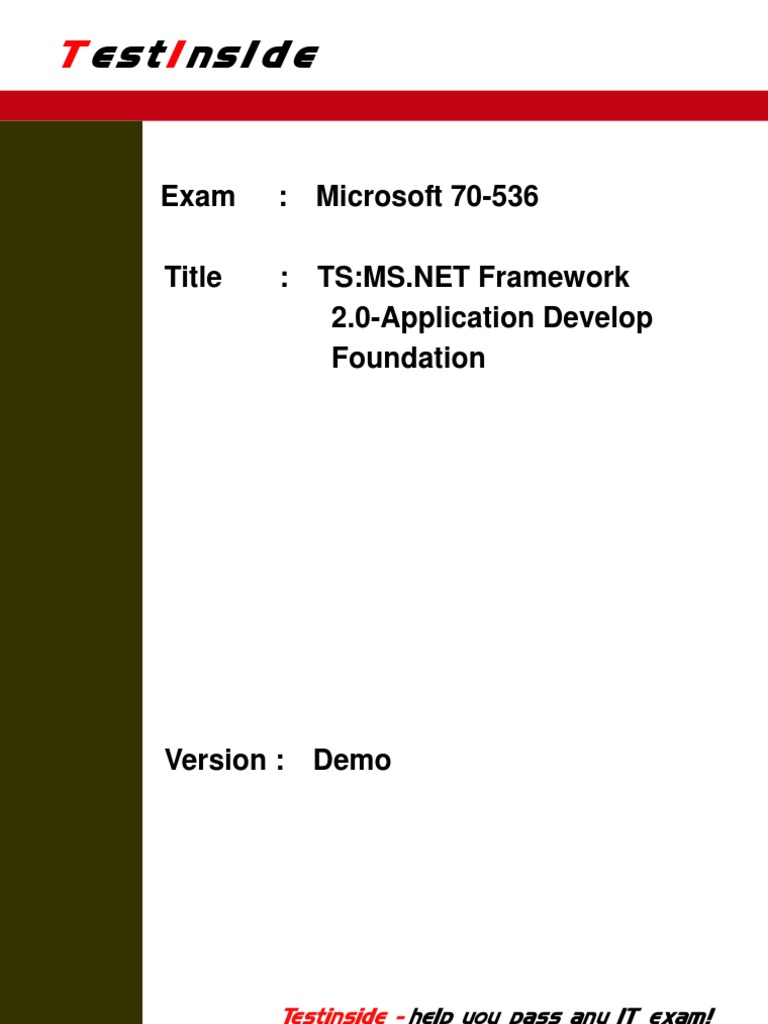 Est Nside: Exam: Microsoft 70-536 | PDF | Fahrenheit | C (Programming Language)