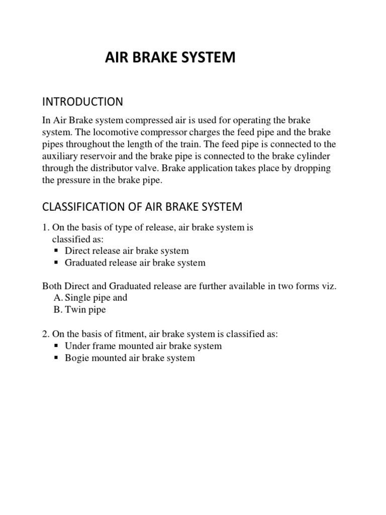 Air Brake System | PDF | Valve | Brake