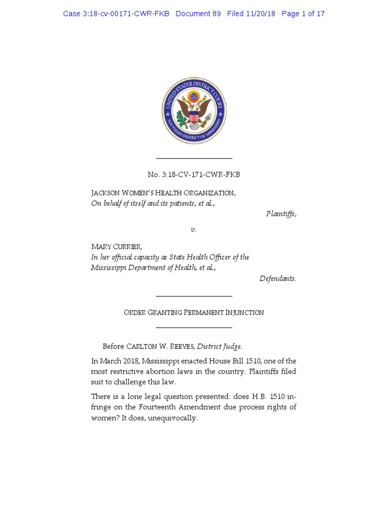 11 20 18 Jackson Women S Health V Currier | PDF | Fetal Viability ...