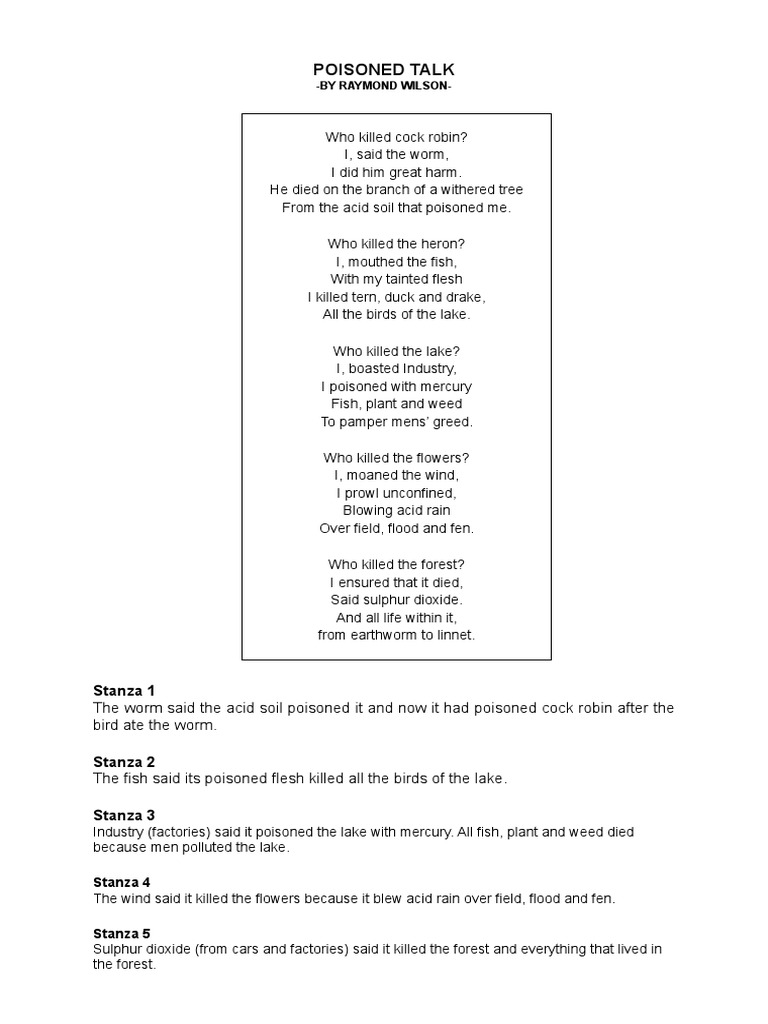 Poisoned Talk: Stanza 1 | PDF | Poison | Environmental Technology