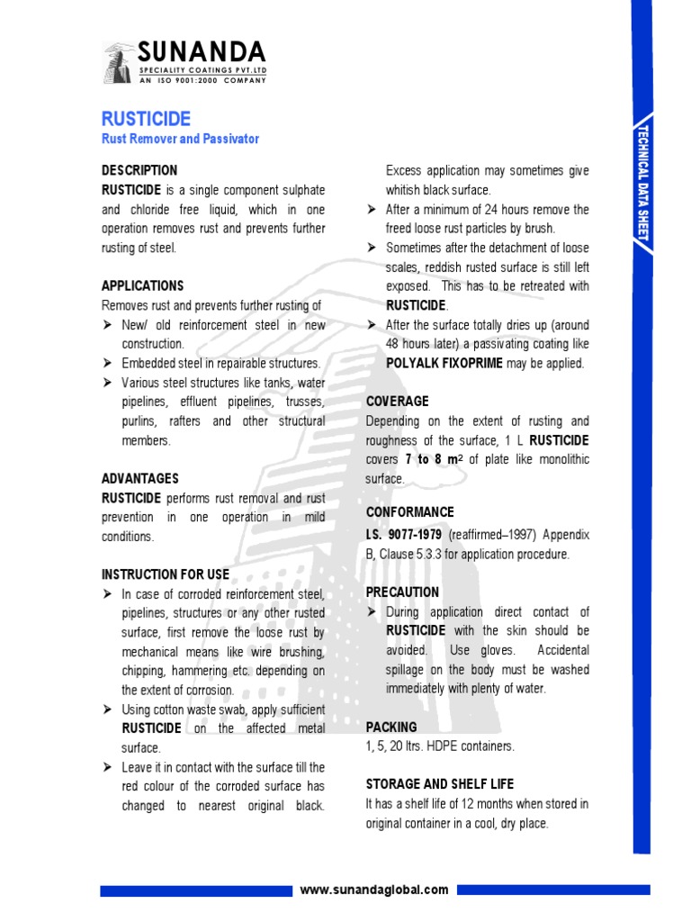 SUNANDA Rusticide PDF | PDF | Rust | Corrosion