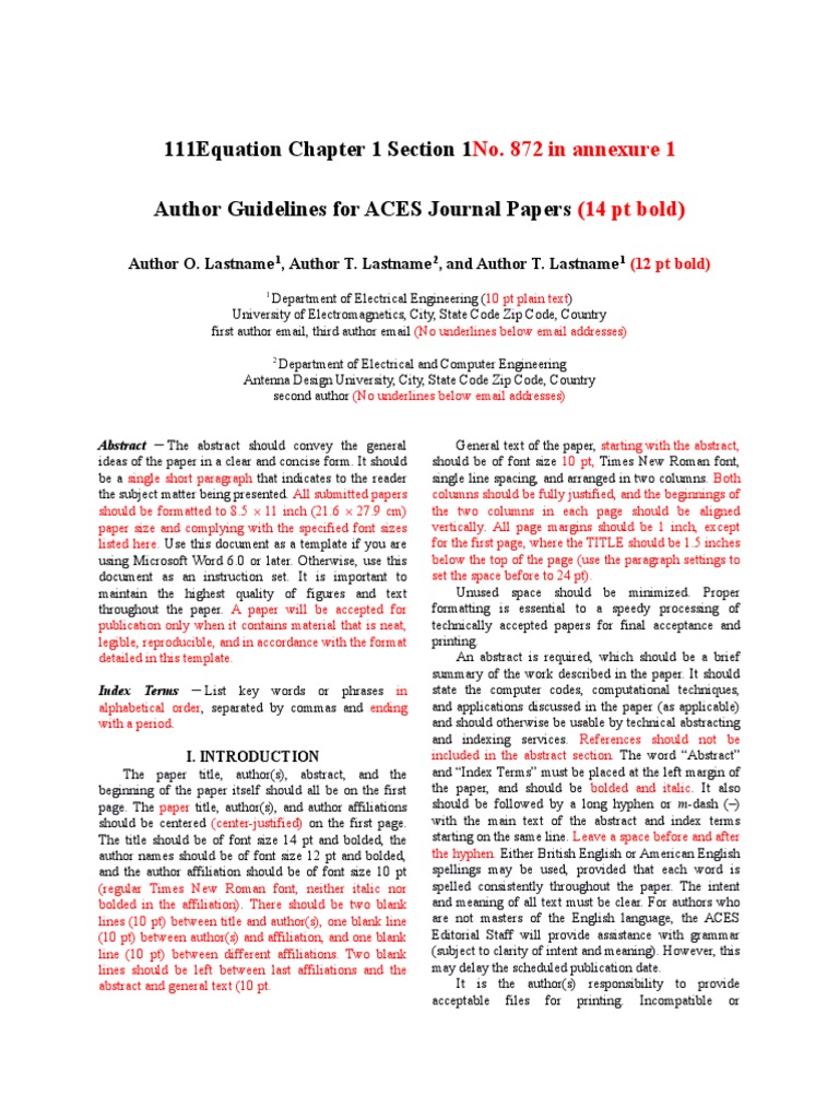 ACES Journal Paper Guidelines May 2015 | PDF | Typefaces | Paragraph