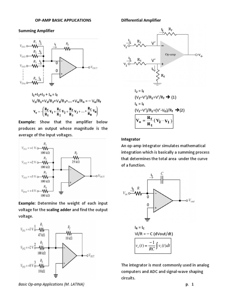 Basic Opamp Applications | PDF | Operational Amplifier | Electronics