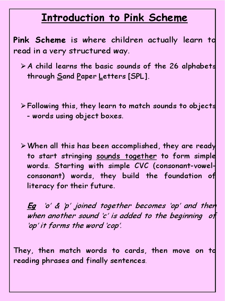 Pink Scheme Word List | PDF | Linguistics