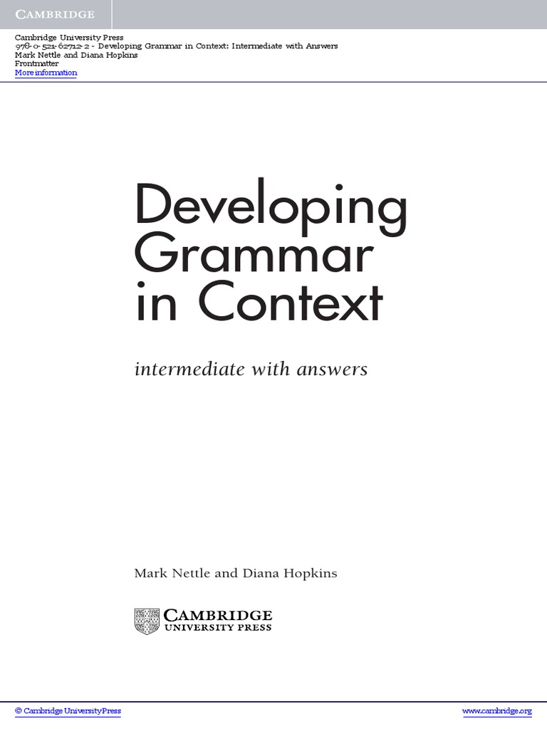 Developing Grammar in Context Intermediate Book With Answers ...