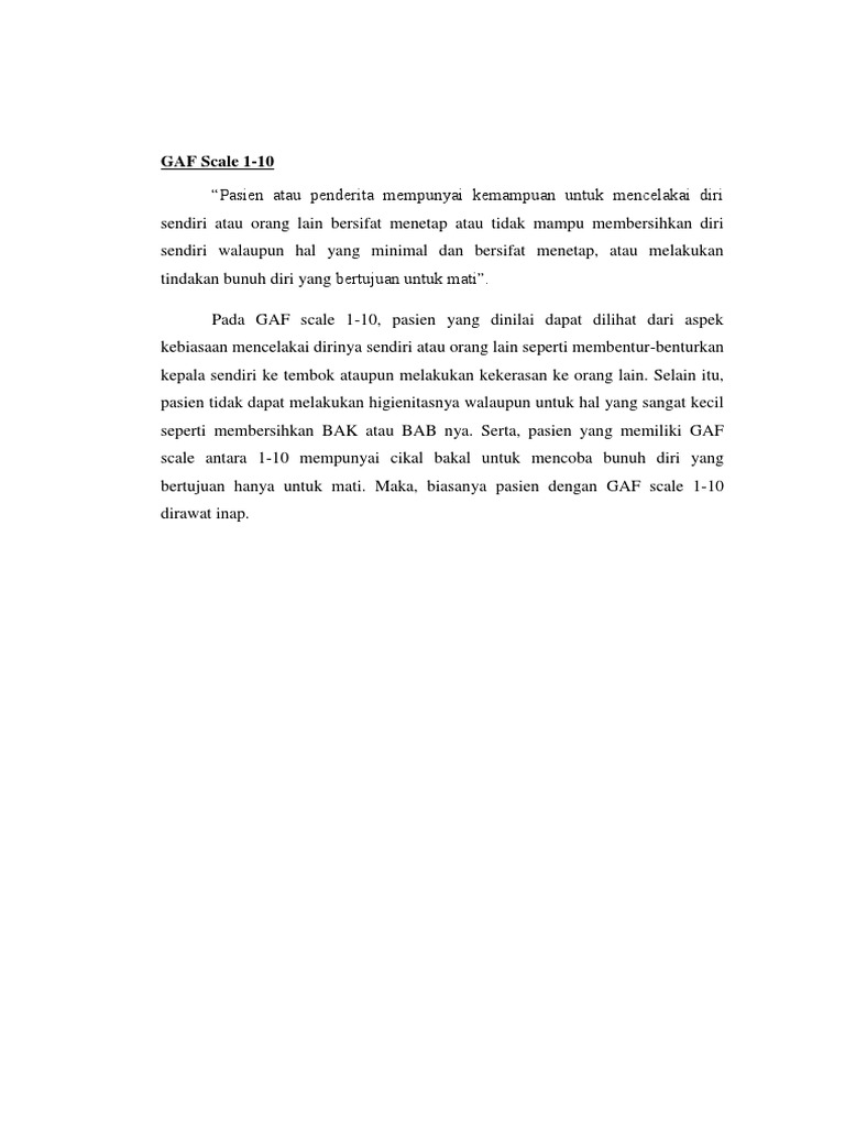 GAF Scale 1-10 | PDF