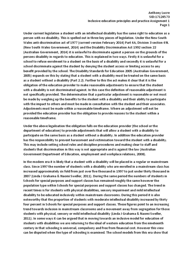 Inclusive Education Assignment Overview | PDF | Inclusion (Education ...
