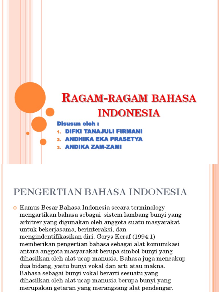 Ragam-Ragam Bahasa Indonesia | PDF