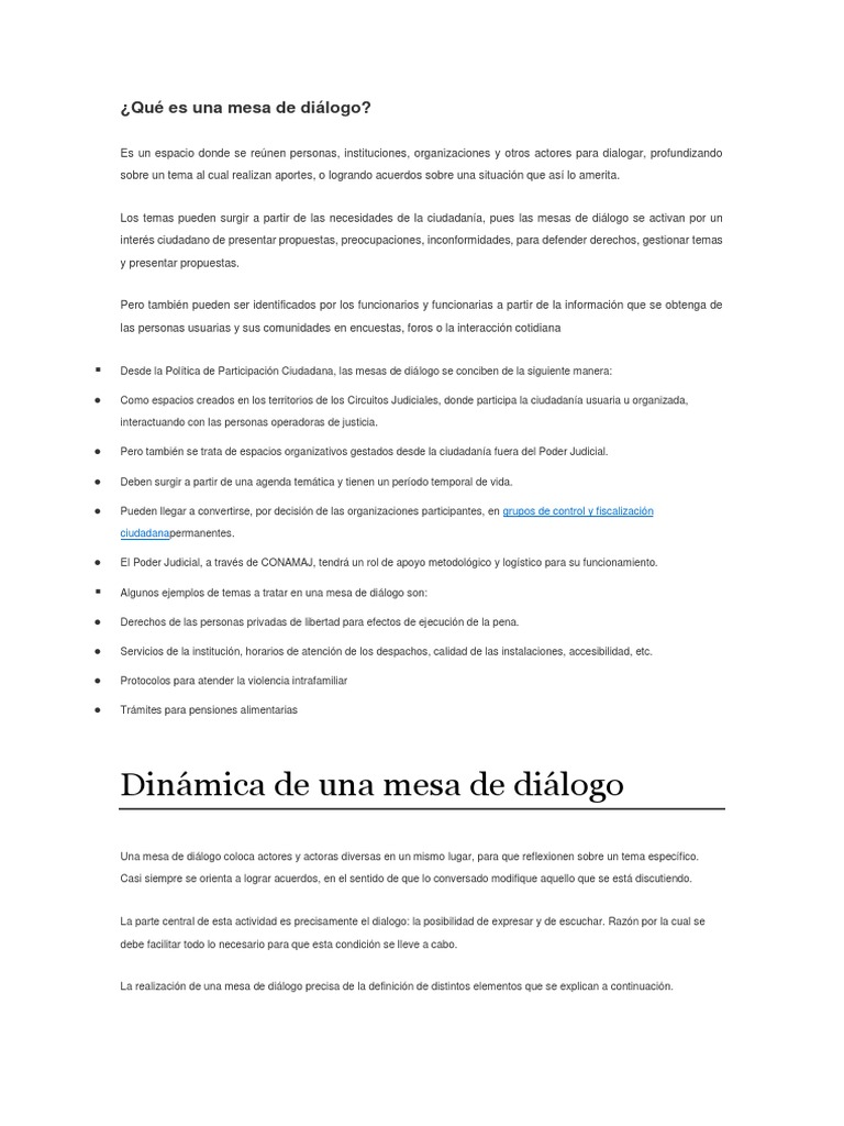 Qué Es Una Mesa de Diálogo | Ciudadanía | Prueba gratuita de 30 días ...