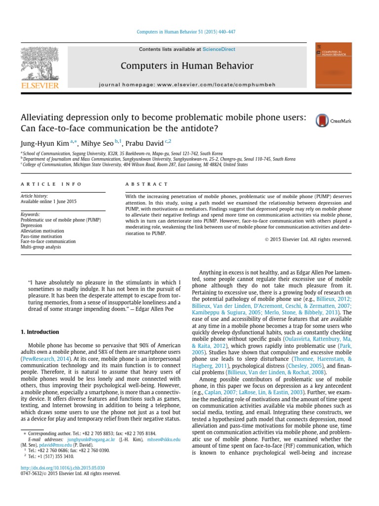 Computers in Human Behavior: Jung-Hyun Kim, Mihye Seo, Prabu David ...