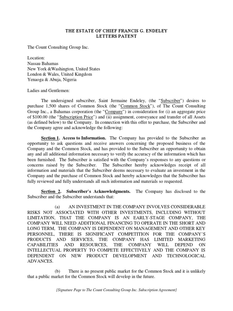 Official Letters Patent Sagbama LGA | PDF | Indemnity | Securities Act ...
