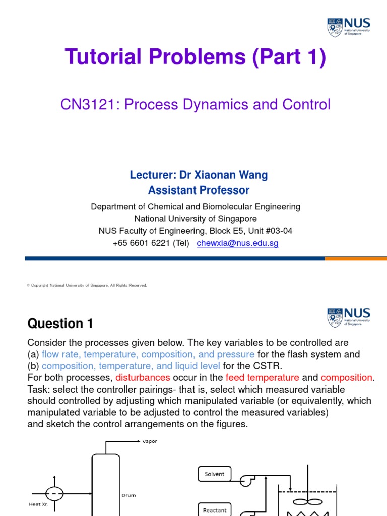 Tutorial Problems (Part 1) : CN3121: Process Dynamics and Control | PDF | Heat | Temperature