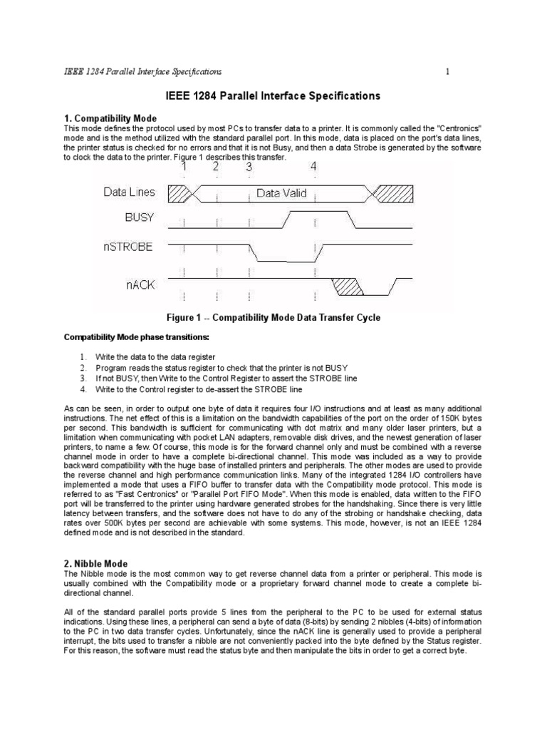 IEEE 1284 Parallel Interface Modes Explained | PDF | Input/Output ...