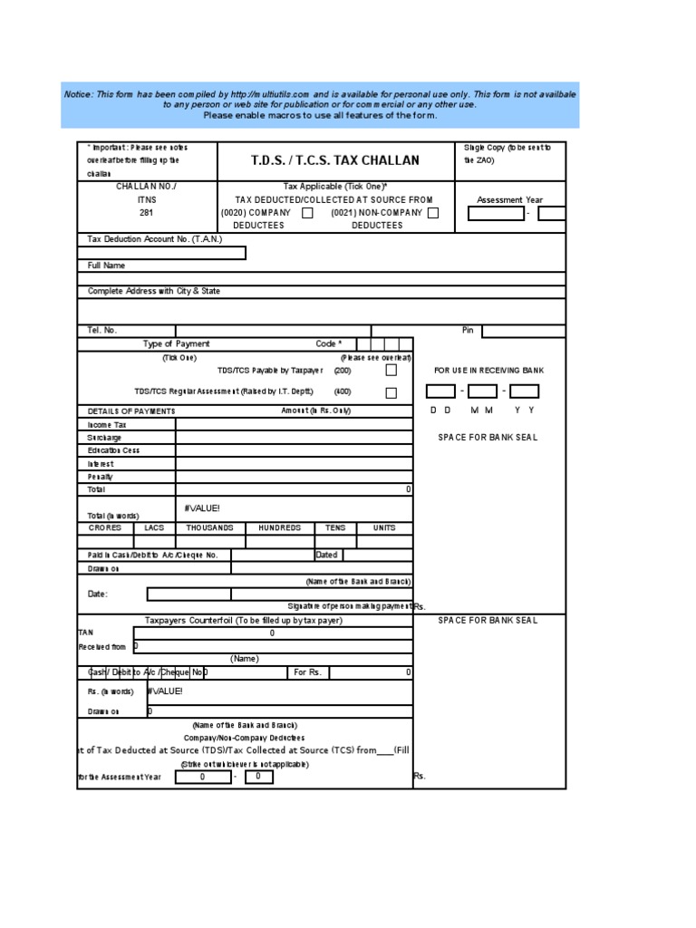 TDS/TCS Tax Challan Form Guide | PDF | Cheque | Payments