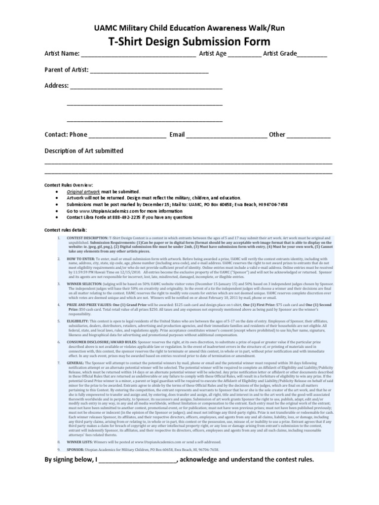 WALK Design Contest Form | PDF | Email Address | Image Processing