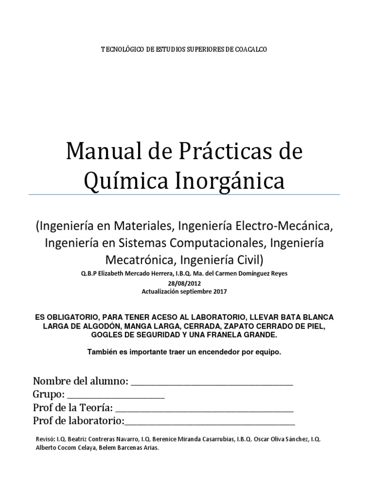 Manualquimica 17-18-1 CV, IMT, EMI, ISC | PDF | Espectro de emisión | Cloruro