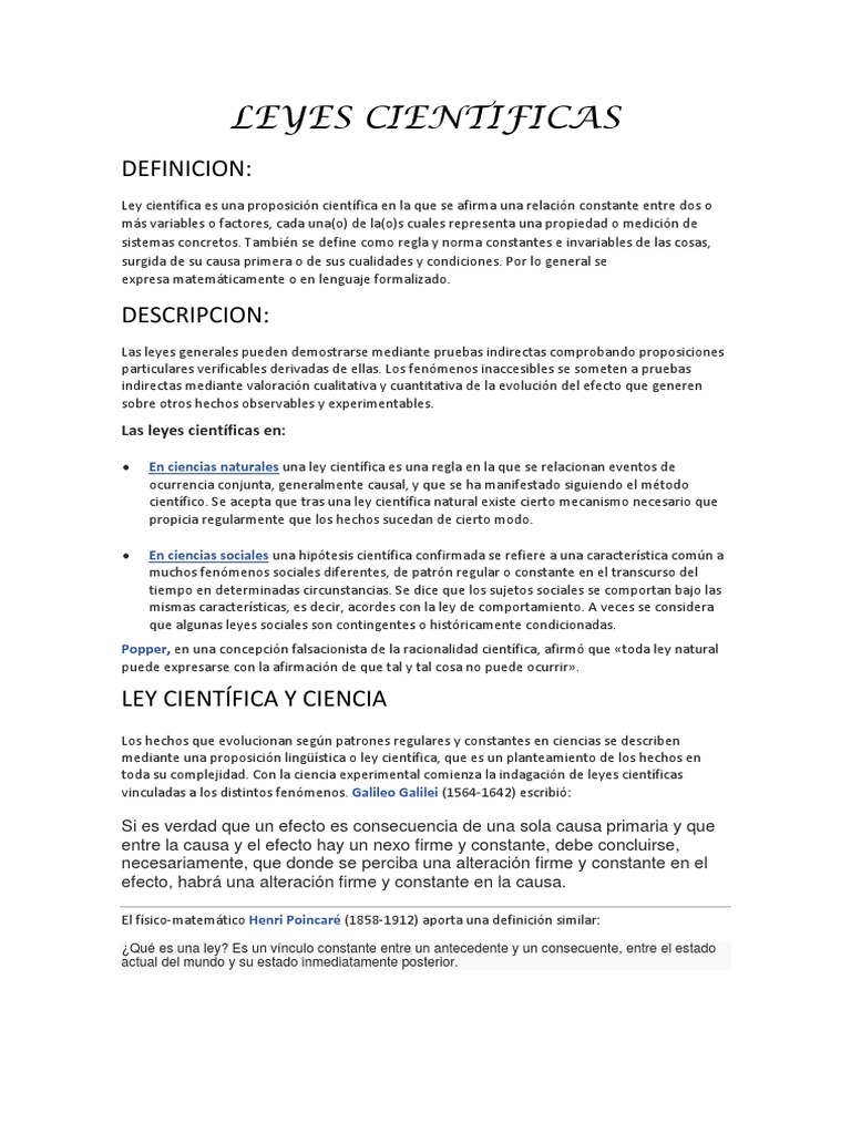 LEYES CIENTIFICAS | Ciencia y Tecnología | Ciencia