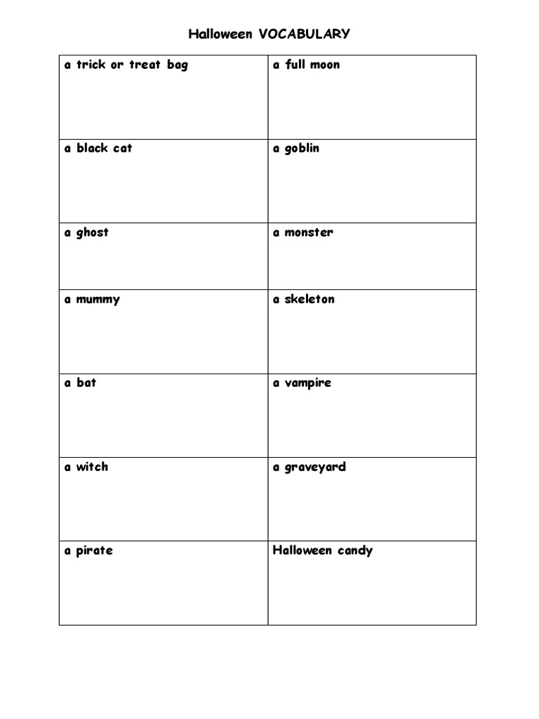 A Trick or Treat Bag A Full Moon: Halloween VOCABULARY | PDF ...
