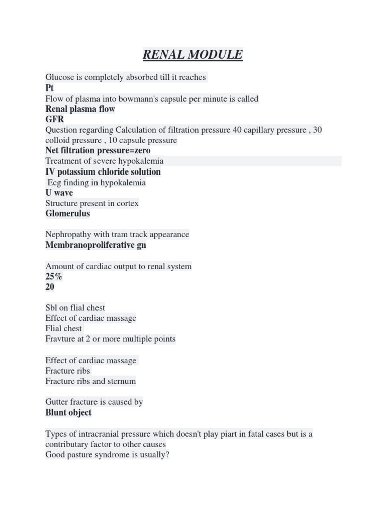 Renal Module II | PDF | Kidney | Kidney Disease