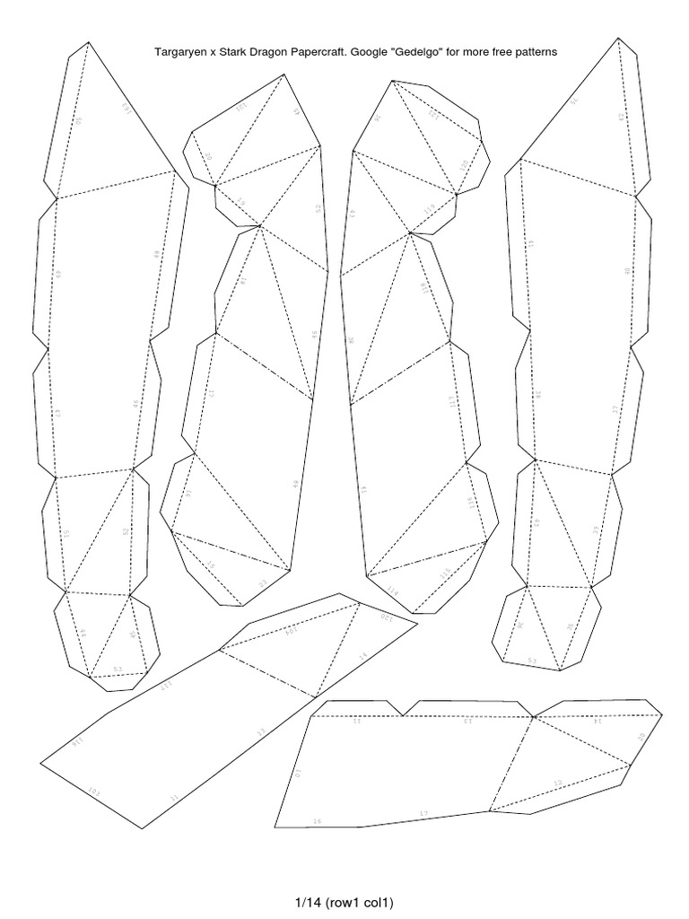 Targaryen Dragon X Stark Papercraft - A4 Size Edit by Decrowcraft | PDF ...