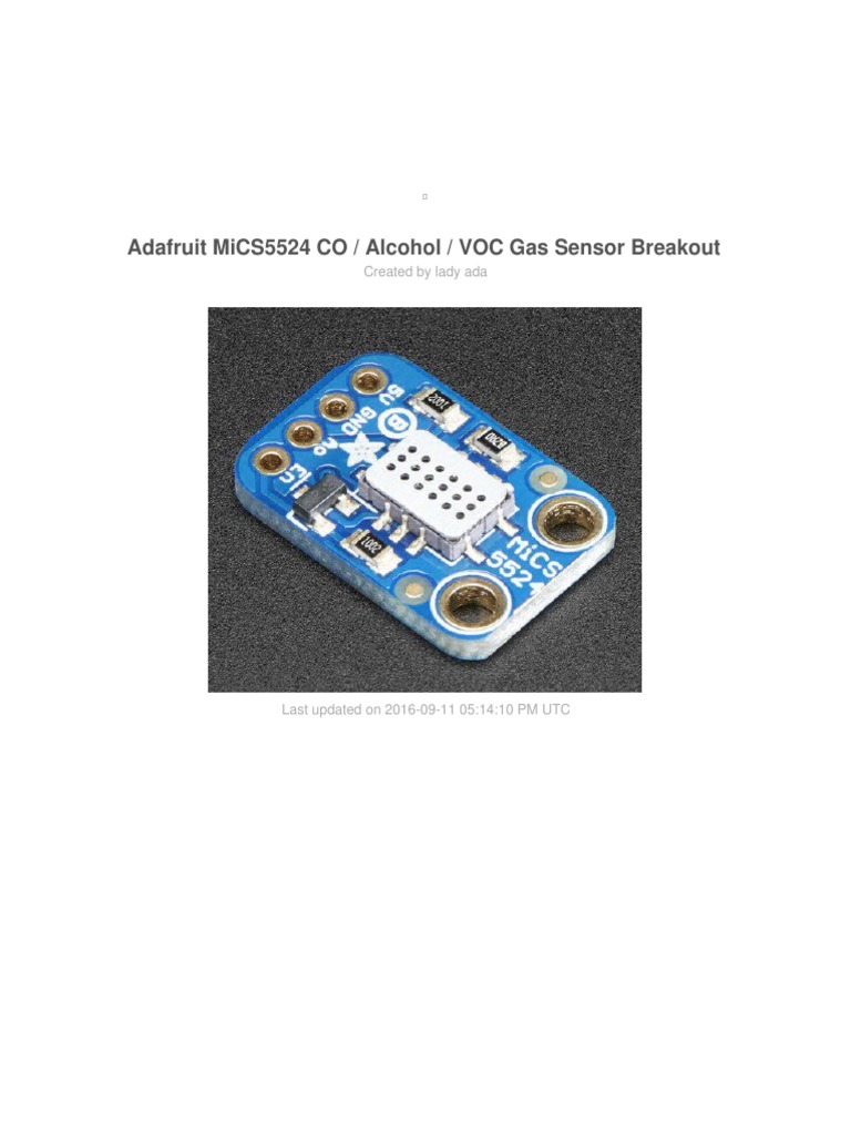 Adafruit Mics5524 Gas Sensor Breakout | PDF | Sensor | Calibration