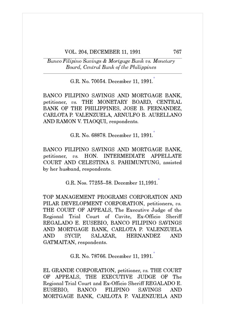 Banco Filipino Savings & Mortgage Bank vs. Monetary Board, Central Bank ...