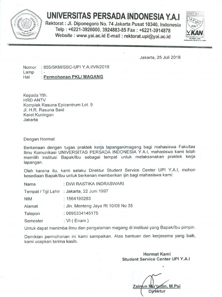 Surat Magang PDF | PDF