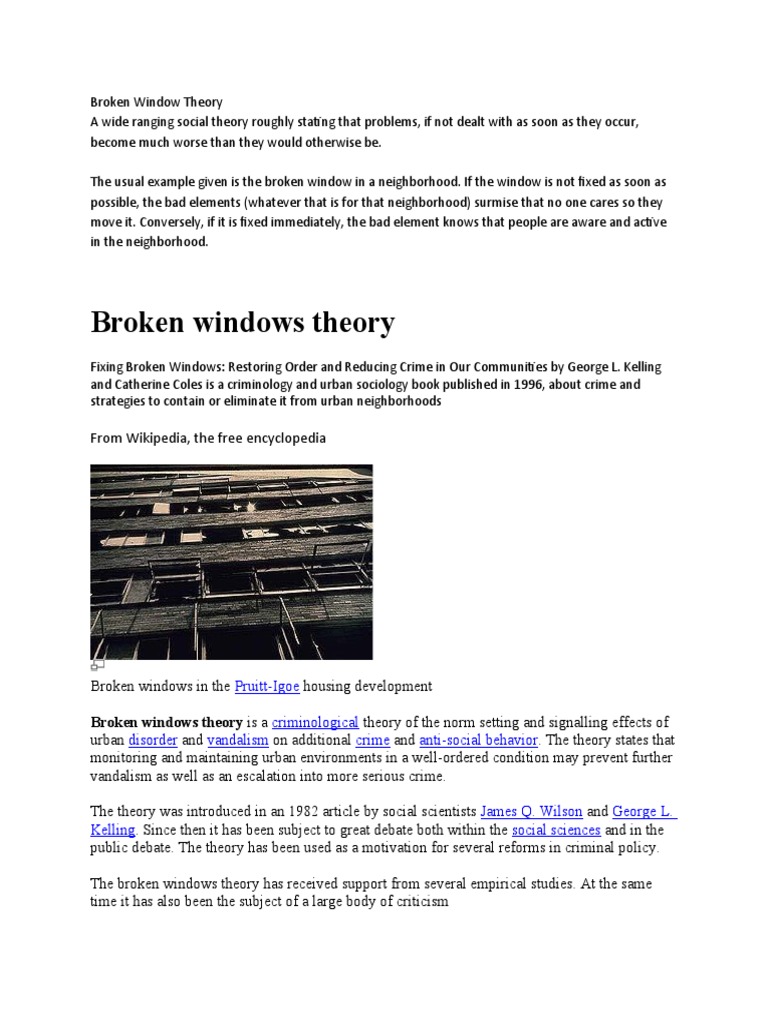 Broken Window & Affect Theory | PDF | Behavioural Sciences ...