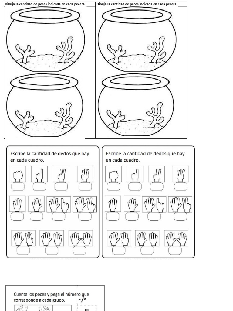 Dibuja La Cantidad de Peces Indicada en Cada Pecera | PDF