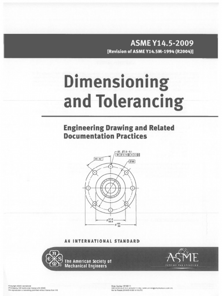 Asme Y14,5 2009 Dimensioning and Tolerancing Engineering Drawing and Related Documentation ...