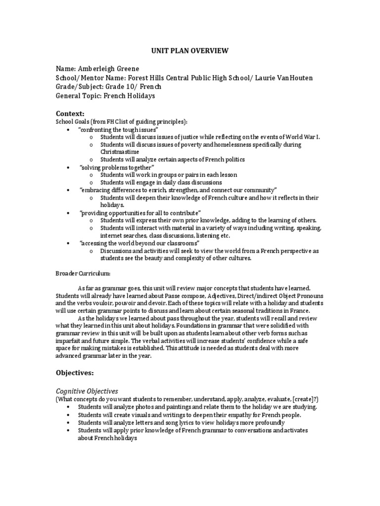 Unit Plan Overview 8 | PDF | Empathy | Understanding