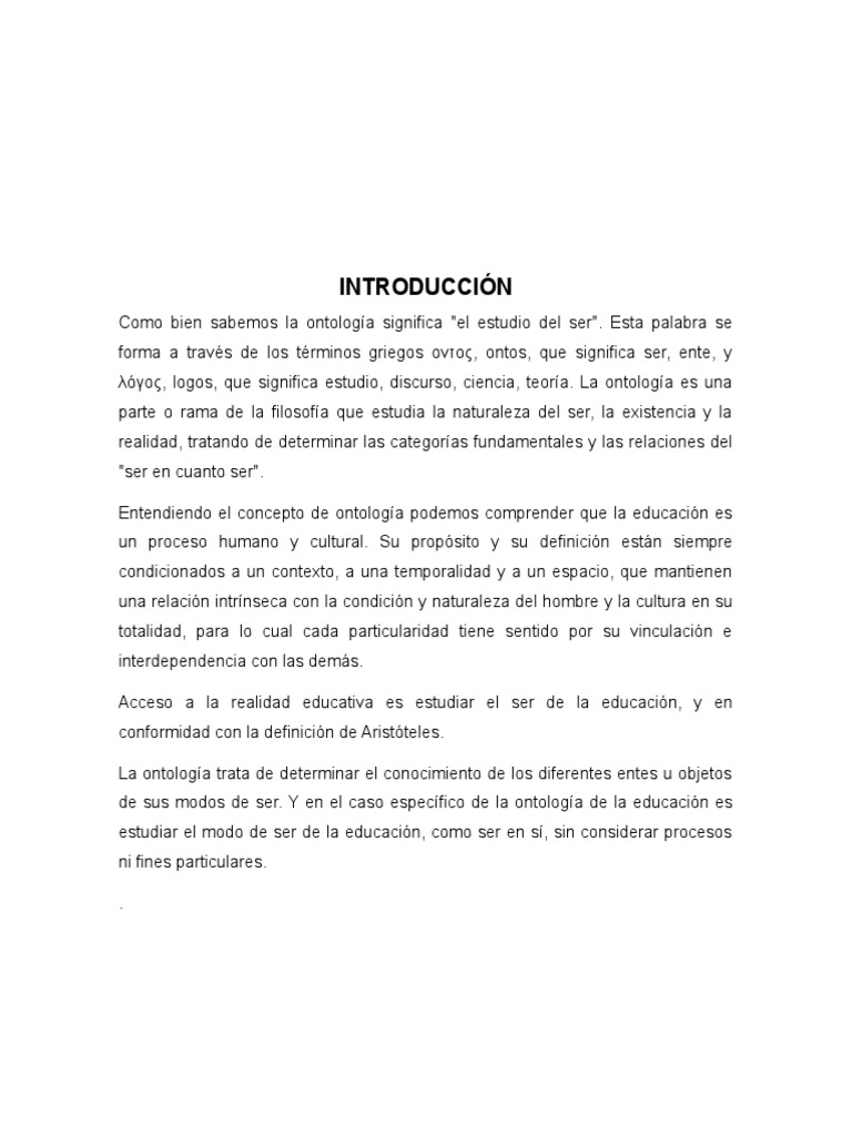 Ontología de la Educación: Introducción | PDF | Realismo filosófico ...