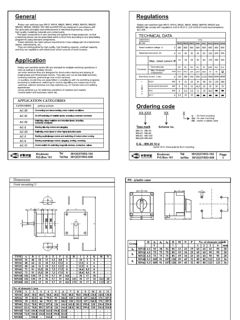 ELTEX Grebenaste Sklopke - Datasheet PDF | PDF