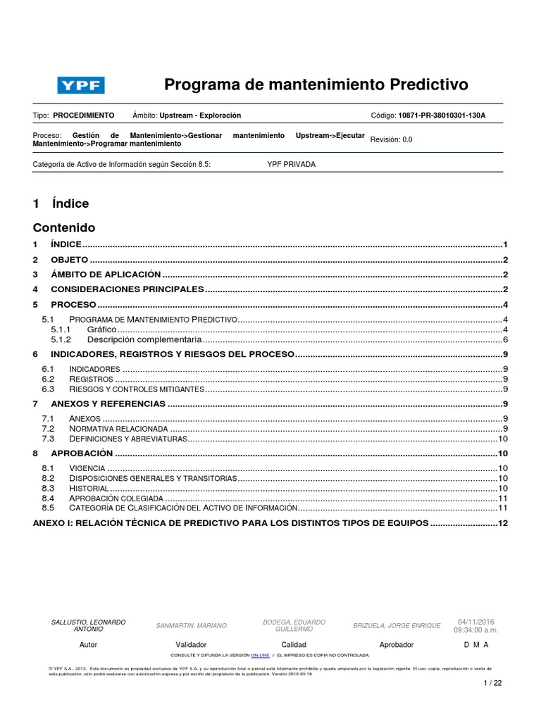 Programa de Mantenimiento Predictivo | PDF | Medición | Programa de computadora