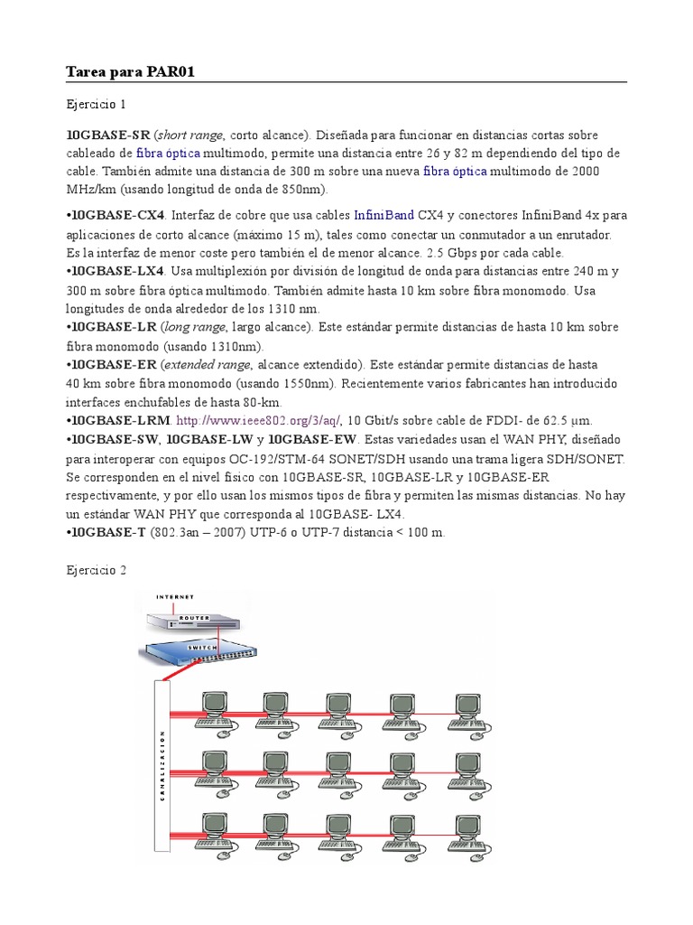 Tarea PAR01 | PDF | Dirección IP | Fibra óptica Tarea PAR01 | PDF | Dirección IP | Fibra óptica