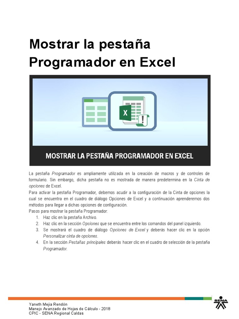Activar Pestaña Programador en Excel | PDF | Macro (informática ...