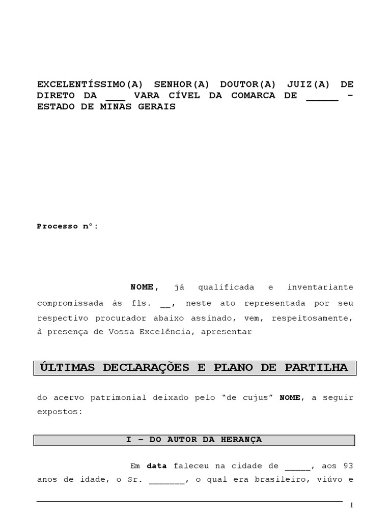 Últimas Declarações e Plano de Partilha | PDF